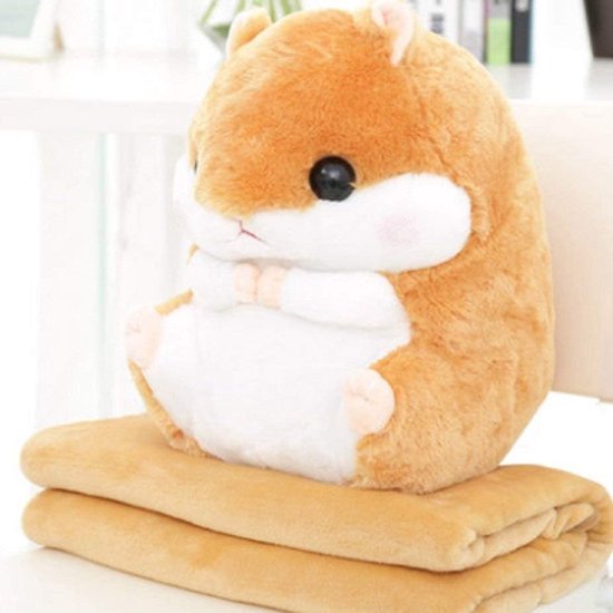 2 in 1 Hamster Knuffel Knuffel Hamster Kussen met Knuffeldeken Super ...