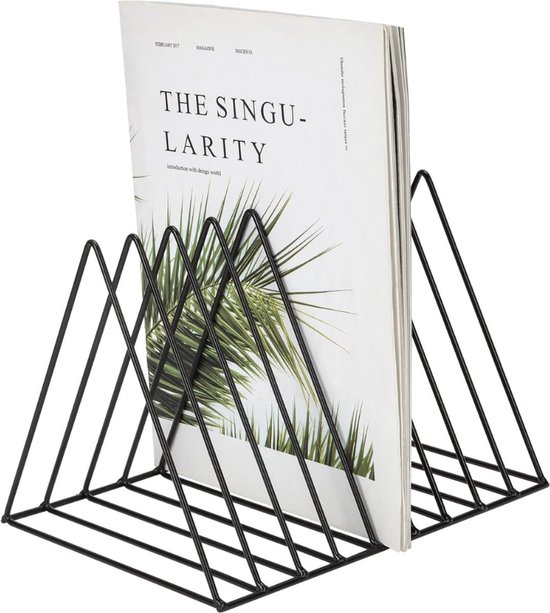 Metal Newspaper Rack, Triangle Desktop Magazine Stand, 9 Slots Book ...