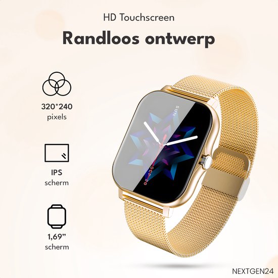 NEXTGEN24© Smartwatch - Dames – Horloge – HD Touchscreen - Stappenteller -... | bol