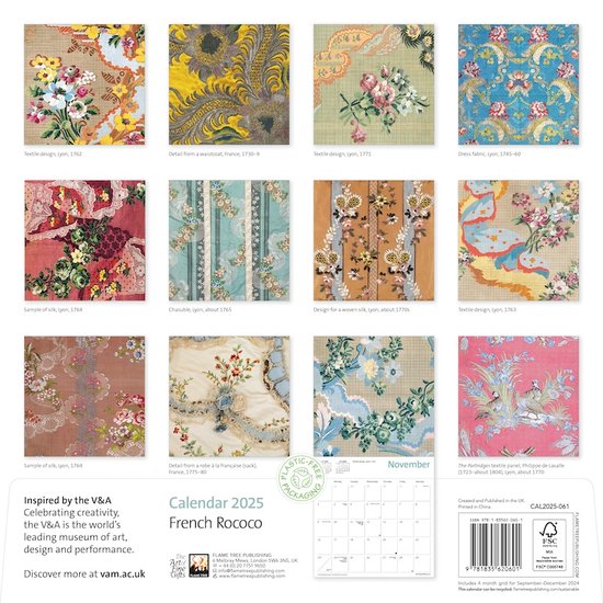 V&a: French Rococo Wall Calendar 2025 (Art Calendar) | bol