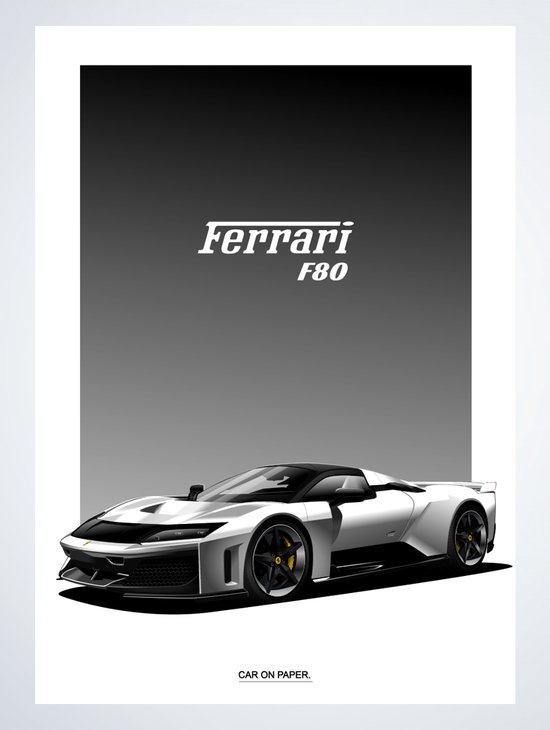 Car On Paper Ferrari F80 poster - Auto poster voor kinderkamer ...