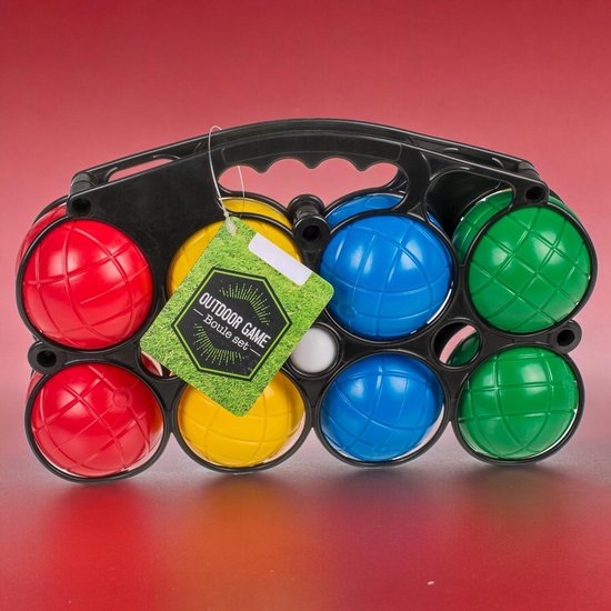 Boccia speelset - Familie - 8 kunststof ballen - Heldere kleuren - Ø 7 ...
