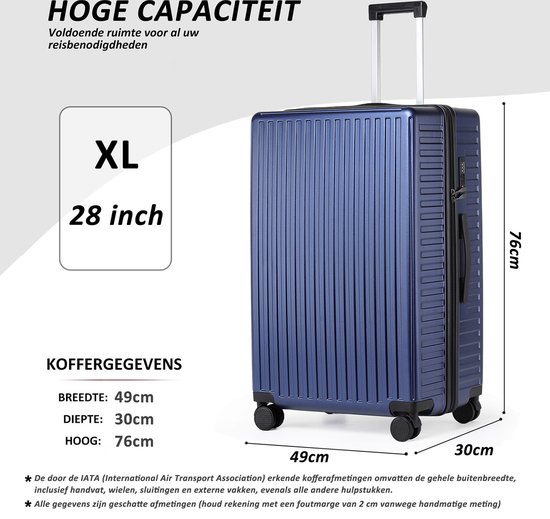 TAN.TOMI Reiskoffer met 4 wielen - Handbagage 95L Ruimbagage - TSA-slot ...