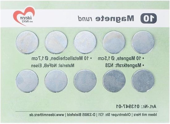 Mini magneten rond - 10 stuks - kleine platte magneten - Ø 15 cm - 10 ...