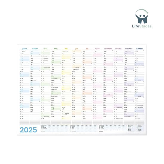 LifeStages - Jaarkalender 2025 - Jaarplanner voor 2025 - Wandkalender ...