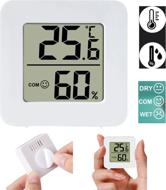 Mini Thermo-Hygrometer met LCD-Display - 2 in 1 Thermometer en ...