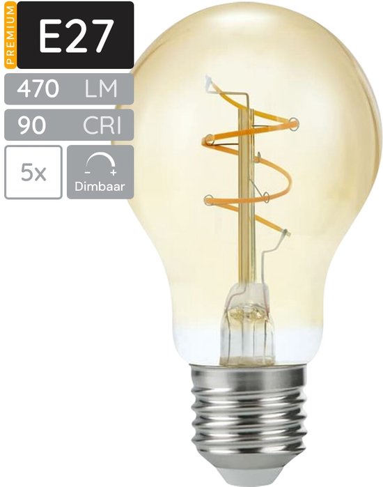 SPL E27 LED Lamp 4.2W Dimbaar - CRI 90 - Goud - Extra Warm Wit - LED ...