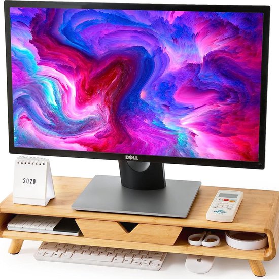 Bamboe monitorstandaard hout, geen montage nodig, monitorstandaard met ...