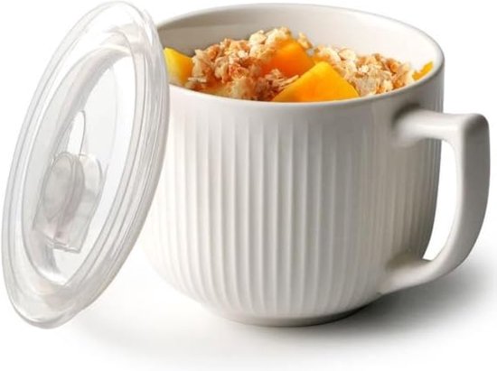 Soepkommen met handgrepen, 900 ml, soepkom met deksel, soepbeker met ...