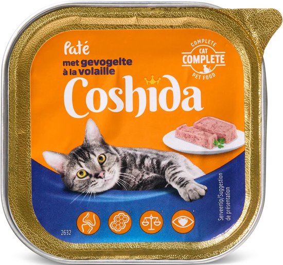 Coshida Kattenvoer Pate - Natvoer met gevogelte voor volwassen katten ...