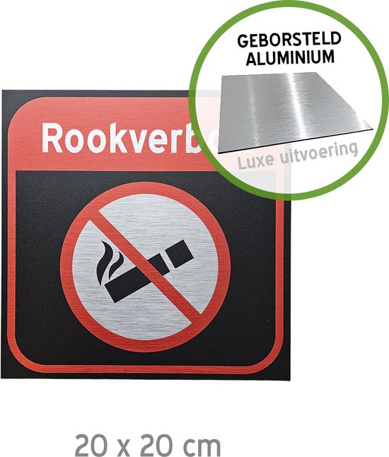 Pictogram/ bord Dibond geborsteld | "Rookverbod" | 20 x 20 cm ...