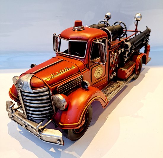 Blikken Brandweer auto 8BL146864800 uniek groot model lengte 41 cm A ...