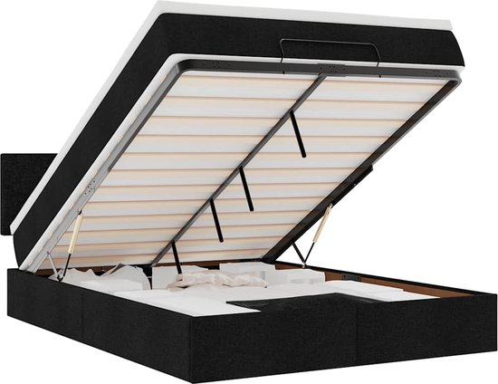 vidaXL - Bed - poef - met - matras - en - LED's - 140x200 - cm - stof ...