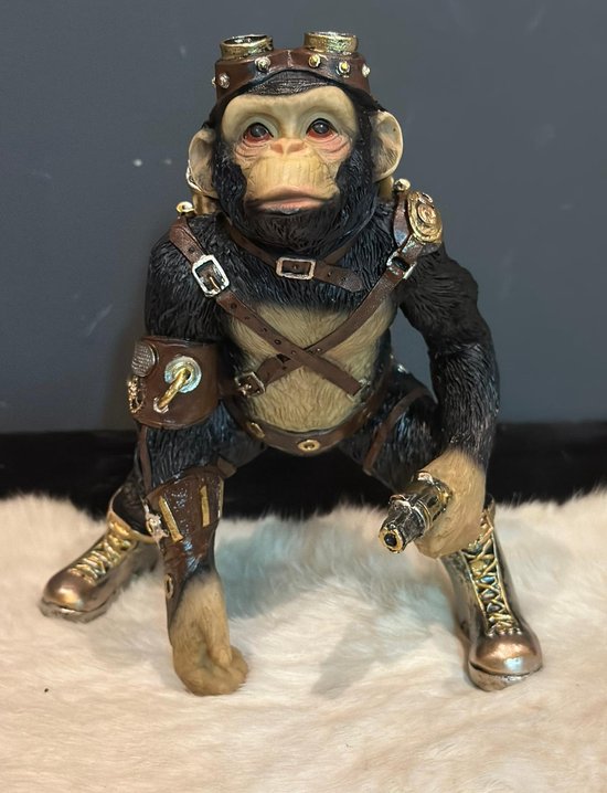 Goodyz - Steampunk collectie - Dieren - Chimpansee - staand - kleur zwart - 20cm hoog | bol