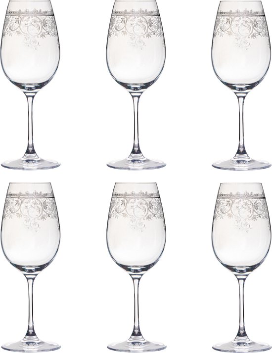 Livellara Luigi XV - Wijn/drinkglas - 350ml - transparant - gegraveerd ...