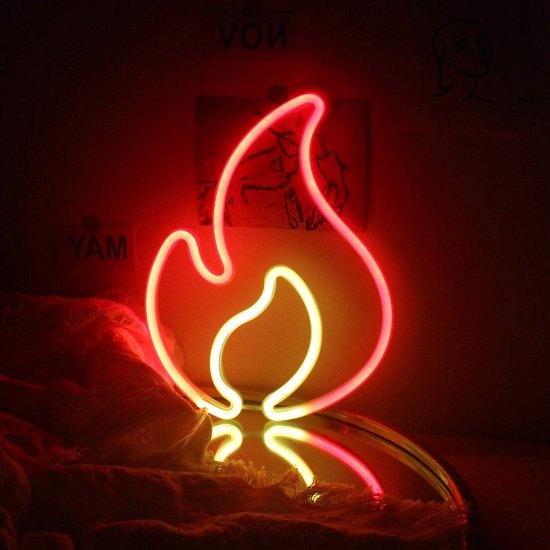 Neon Vlamvormige Nachtlampje - Rood Geel LED-verlichting - Slaapkamer ...