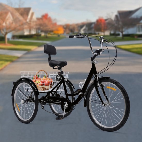 WNHB® 24 Inch Driewieler voor Volwassenen - Opvouwbare 3-Wiel Fiets met ...