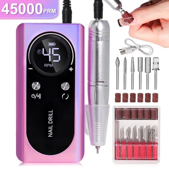 PAARS Professionele 45000Rpm Elektrische Draagbare Manicureboor ...