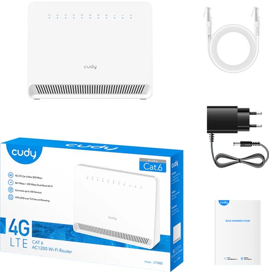 Cudy - LT700E - AC1200 - Wi-Fi 4G - LTE-Cat6 - Gigabit - Router | bol