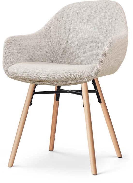 Nolon Nena-Mae Eetkamerstoel Beige Gemêleerd - met Armleuningen - Stof ...