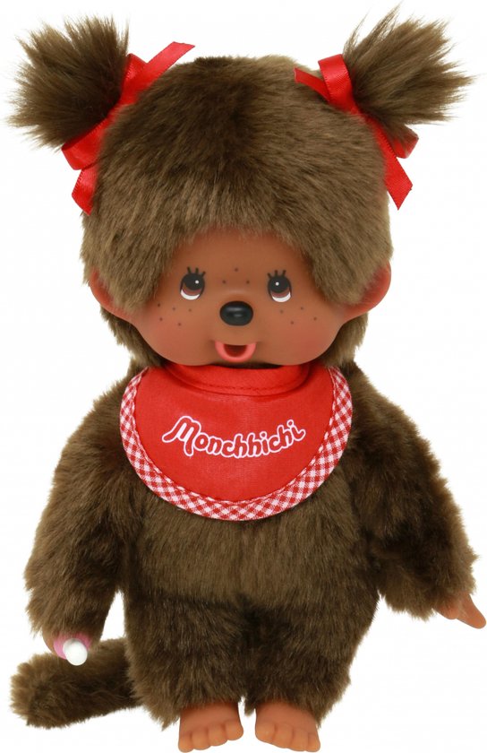 Monchichi 20 cm Meisje Bruin met slab Rood | bol