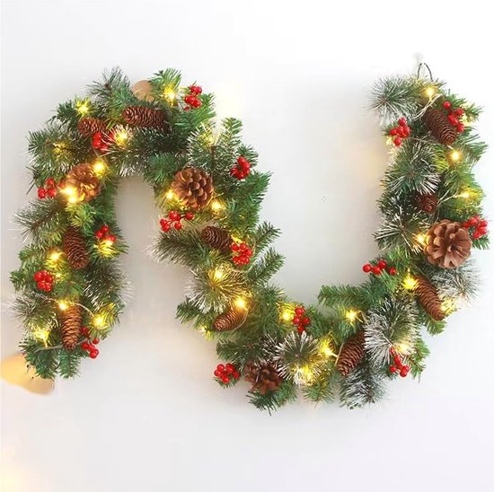 180 cm kerstslinger, kerstslinger, led-verlichting, herbruikbare ...