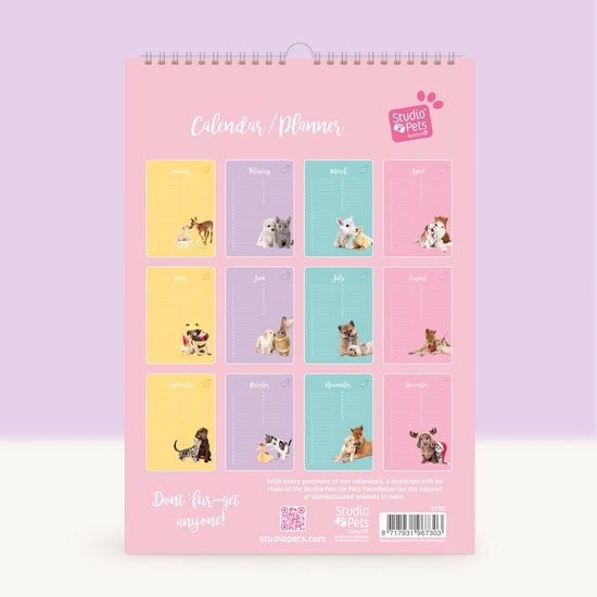 Studio Pets® A4 Baby Dieren Vrienden Verjaardag Kalender Maandplanner ...
