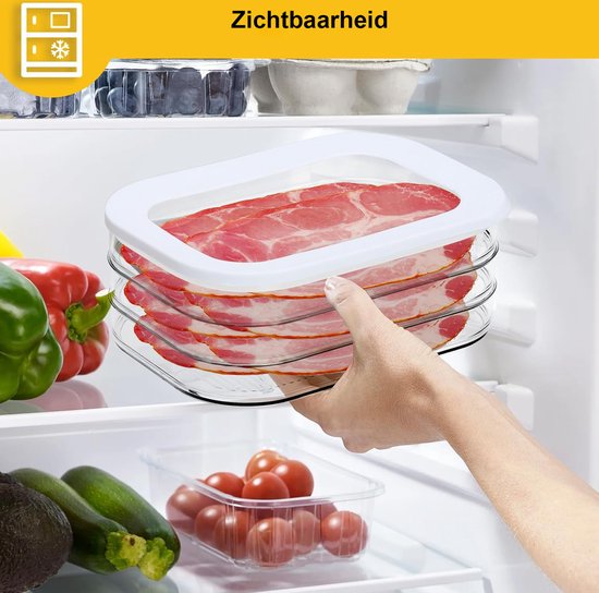 Verse Vleeswarendoos - 22,5 x 16 x 9 cm - Herbruikbare Opbergdoos voor ...