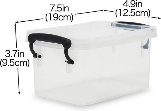 Set van 6 doorzichtige plastic opbergdozen met deksel - stapelbare ...