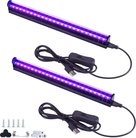 Pack of 2 UV Blacklight Bulbs 8 W USB UV LED Blacklight 385-400 Black ...