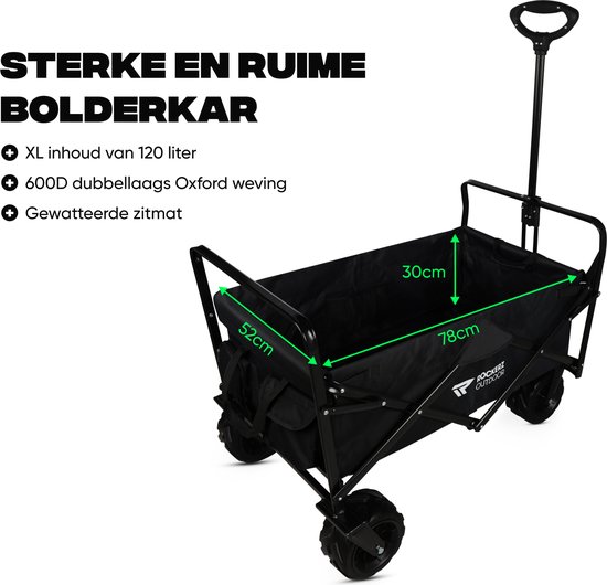 Rockerz Bolderkar Opvouwbaar - Bolderwagen 120L - Inclusief ...