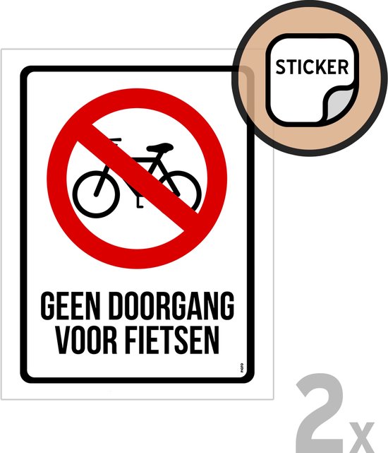 Pictogram/ stickers (2x) | "Geen doorgang voor fietsen" | 19 x 25 cm ...