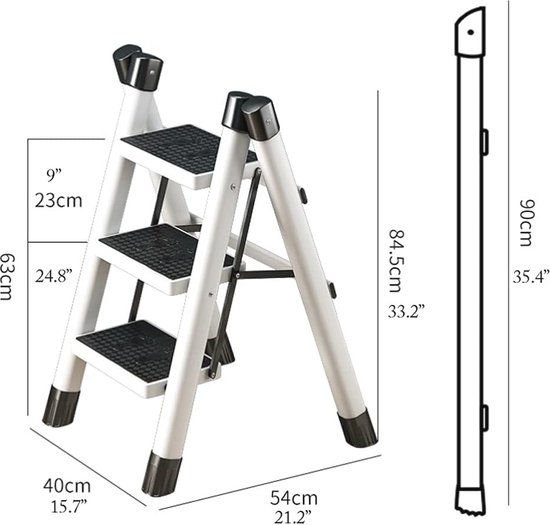 Opvouwbare 3-traps ladder met breed pedaal en stevige constructie | bol