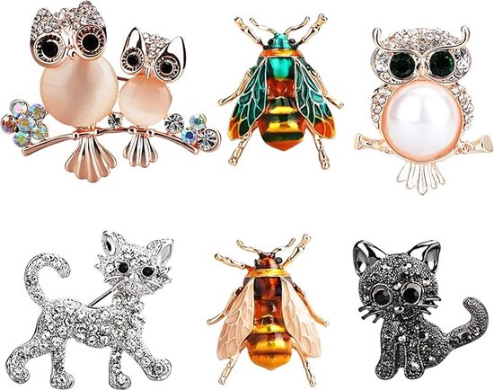 Uil Crystal Broche -Bruiloft Party Kleding Broche -Strass Sjaal Pin ...