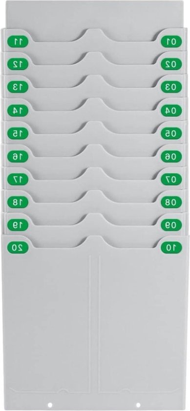 Time Card Holder Wall Mounted Expandable Double Row 20 Slot Rack - 7 x ...
