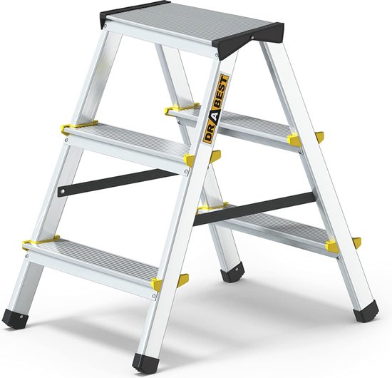 Aluminium ladder met 3 treden en 150 kg draagvermogen | bol