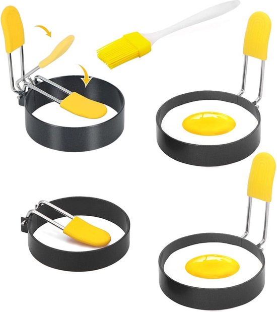 Ei Bakvorm - 4 Stuks - Rvs - Ei Pannenkoek - Fried Egg Mold - Ei Ring ...