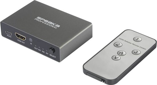 SpeaKa Professional SP-HDS-210 3 poorten HDMI-switch UHD 8K @ 60 Hz, UHD 4K @ 120 Hz | bol