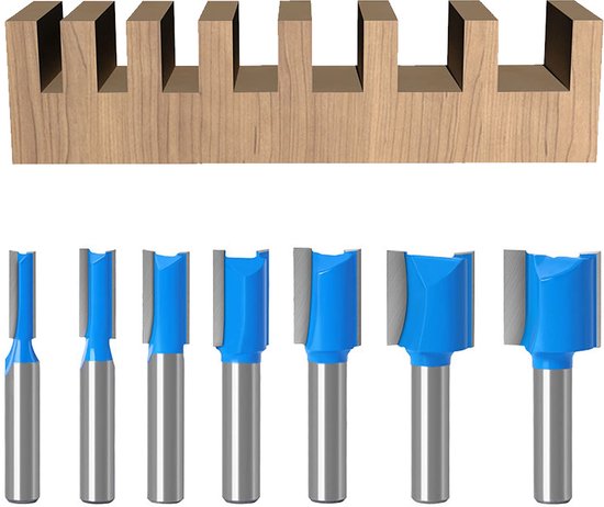 7 stuks frees voor bovenfrees, 8 mm schacht, boordfrees, freesset ...