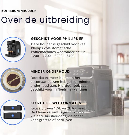 Koffiebonenhouder uitbreiding geschikt voor Philips EP 1200 – 2200 ...