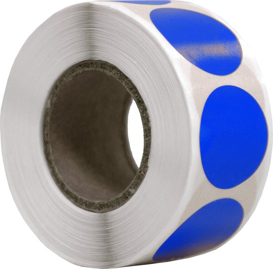 500 Etiketten Rond Blauw 20 mm op Rol - Sluitzegel - Markeringspunten ...