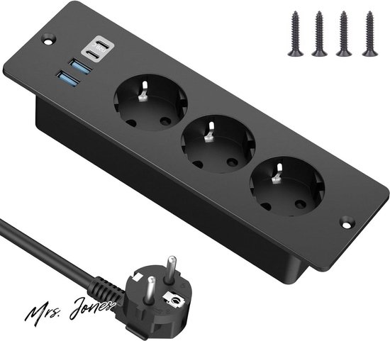 Mrs. Jones Premium Tafelstopcontact USB C 3-voudig inbouwstopcontact 2 ...