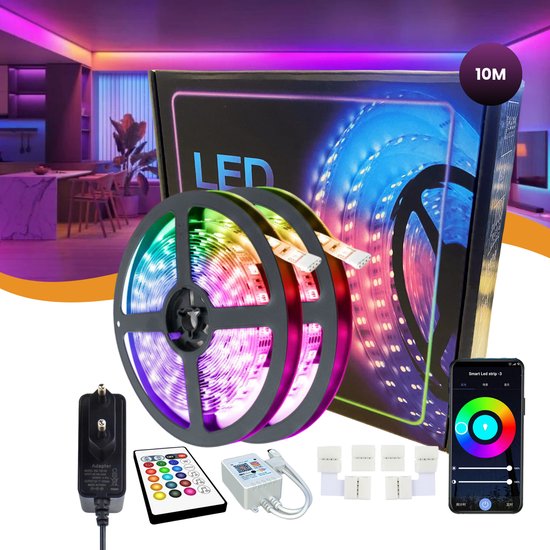 Lucion® Slimme led-strip 10 meter - Smart wifi led strip - Led light ...