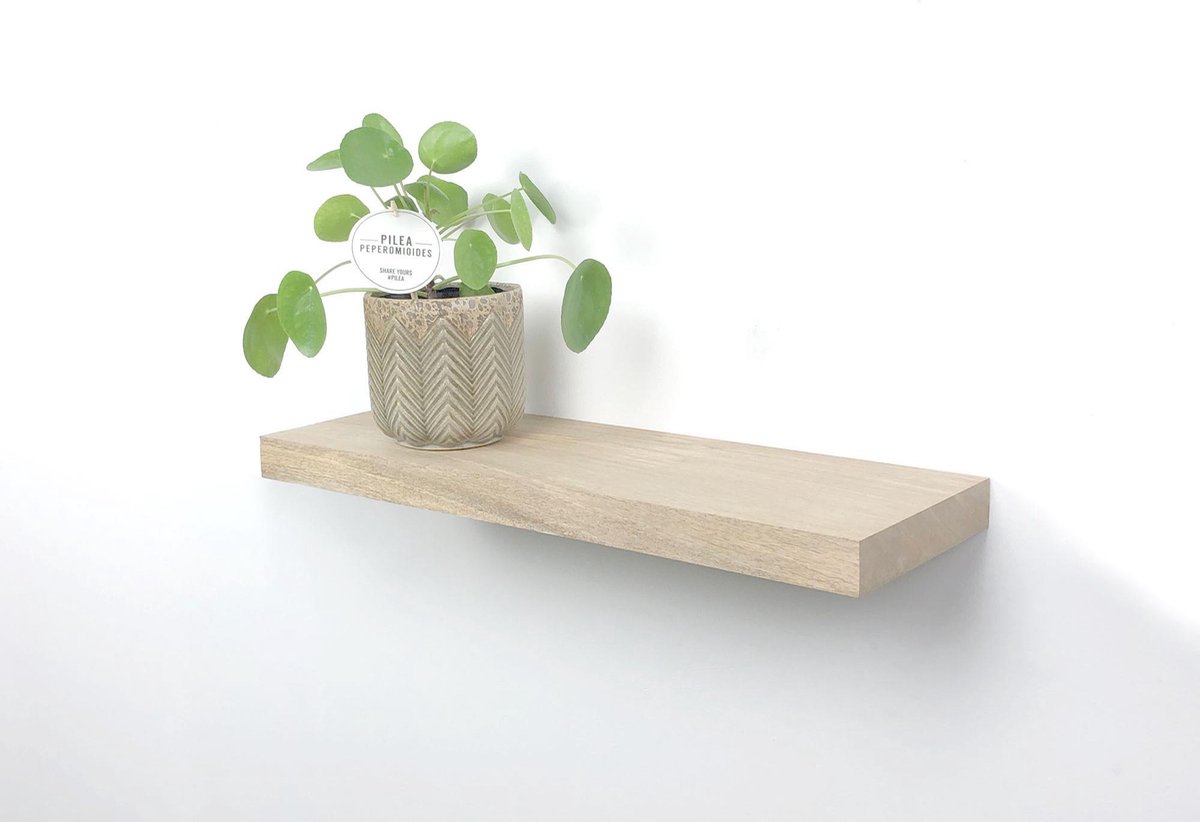 Wandplank zwevende mango hout recht 100 x 20 cm - wandplank hout ...