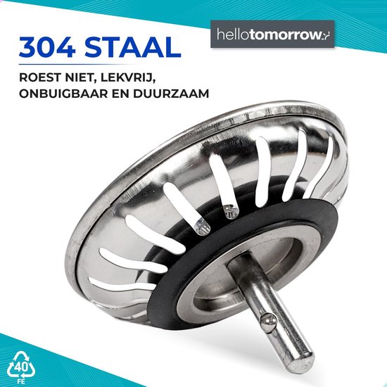 bol.com | Afvoerplug RVS voor Spoelbak Keuken - Gootsteenstop voor ...