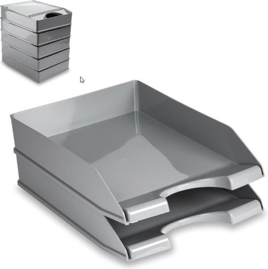 10x stuks Brievenbakjes lichtgrijs A4 formaat - Kantoor postbakjes ...
