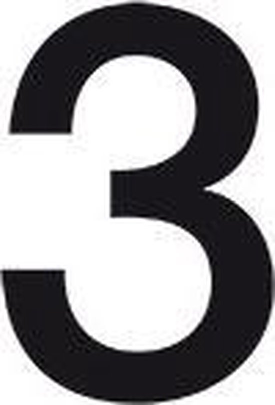 Cijfer stickers zwart teksthoogte: 100 mm cijfer 3 | bol.com