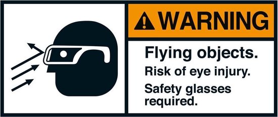 Warning Flying objects sticker, ANSI, 2 per vel 45 x 100 mm | bol