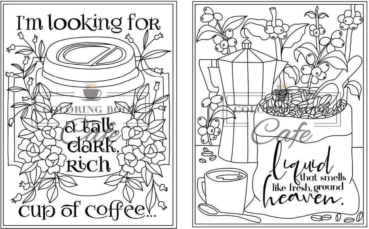 Coffee Life Coloring Book - Coloring Book Cafe - Kleurboek voor ...