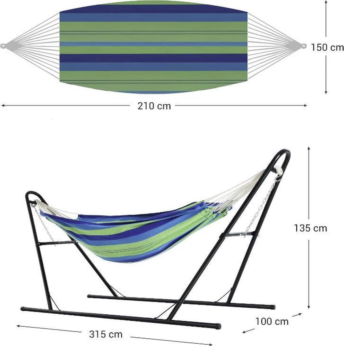 MIRA Home - Hangmat met standaard - Dubbele hangmat - Tuin - IJzeren ...